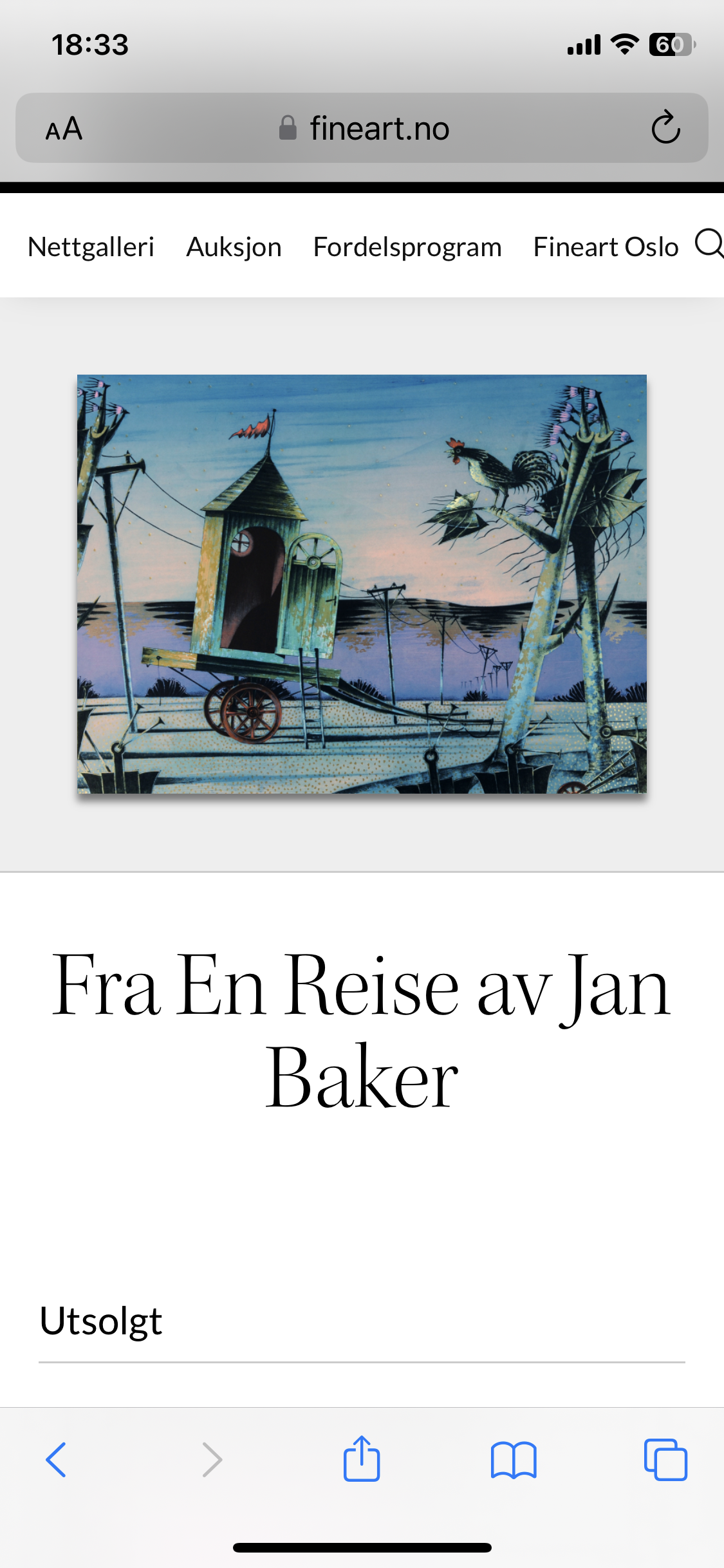 Kunst Jan Baker «Fra en reise» ferdig innrammet | FINN-torget