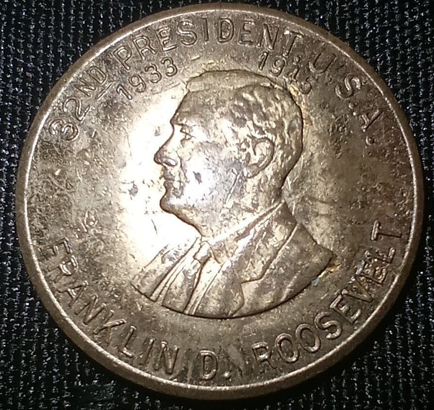 Token USA 32nd president Franklin D Roosevelt "A new deal" NY PRIS | FINN torget