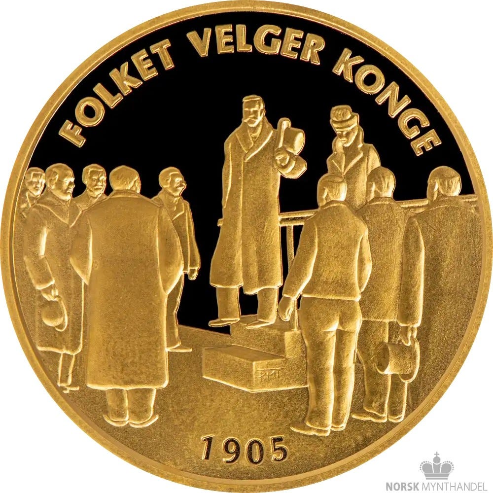 Leve Norge 1/2 Gull Folket Velger Konge Gullmedalje Proof med ...