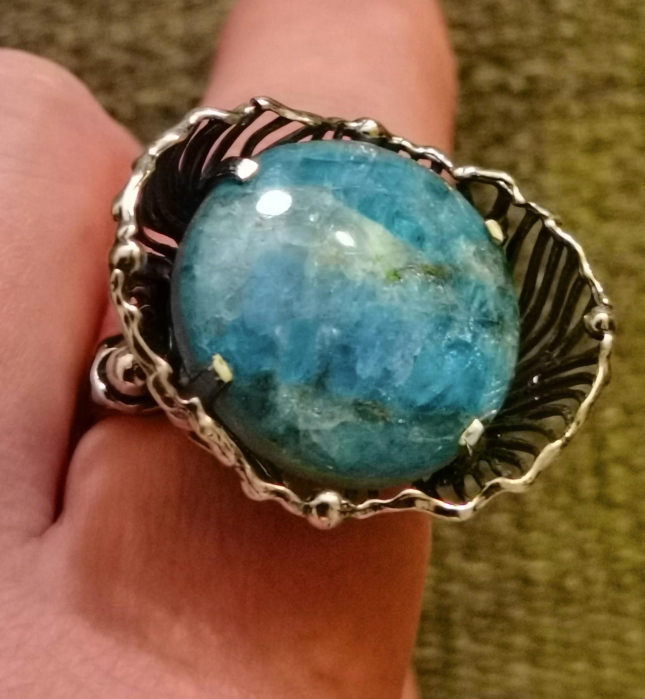 925 Sølv ring med apatitt | FINN-torget