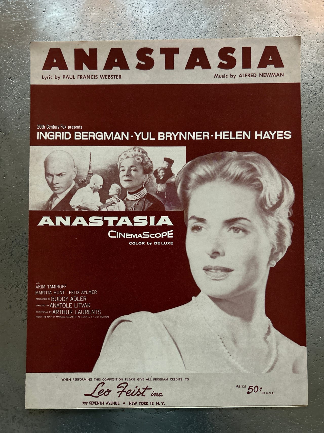 Notehefte - Anastasia - Webster & Newman - Sheet Music 1956 | FINN-torget