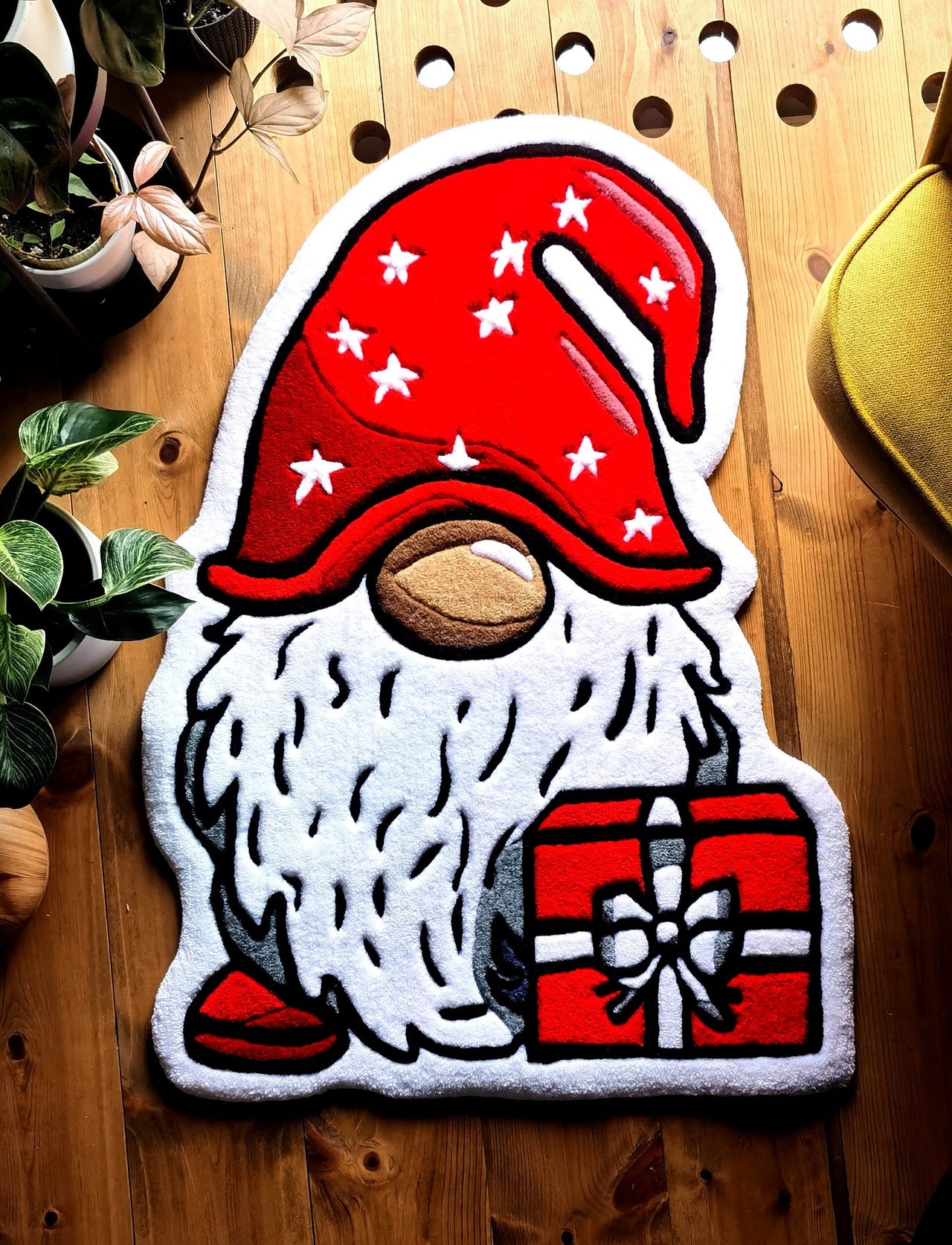 Christmas Gnome håndbrodert teppe. Tufting rugs. | FINN torget