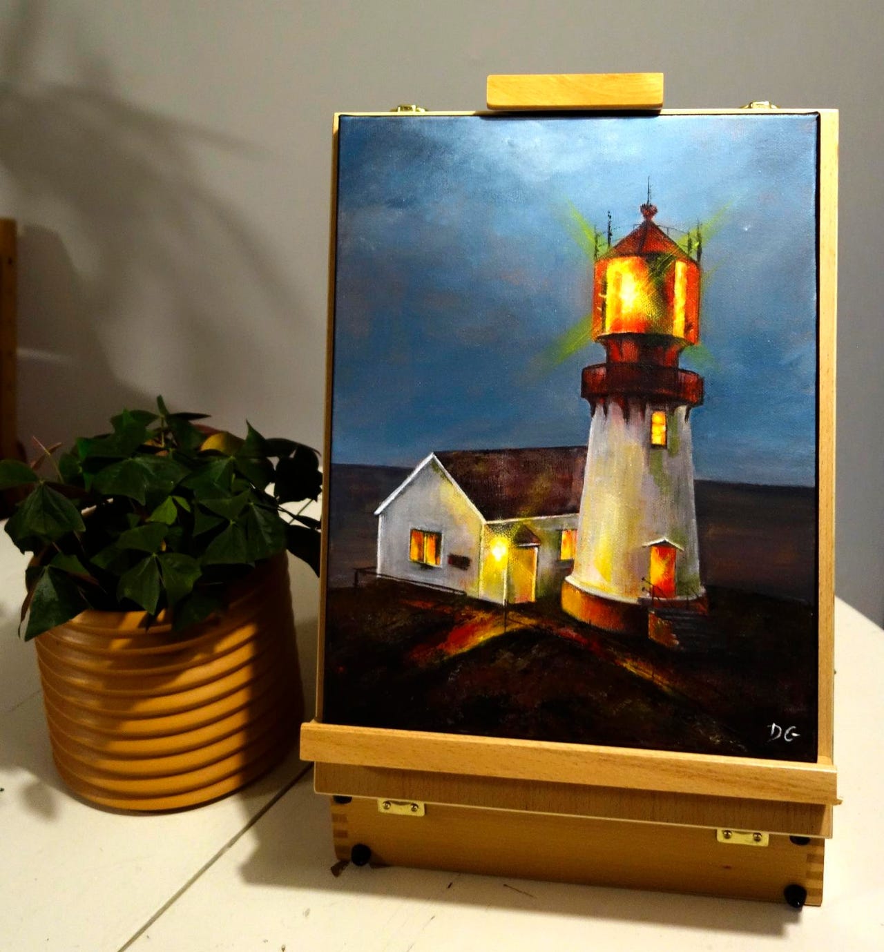Håndmalt akryl maleri "Lindesnes fyr" 30x40 | FINN-torget