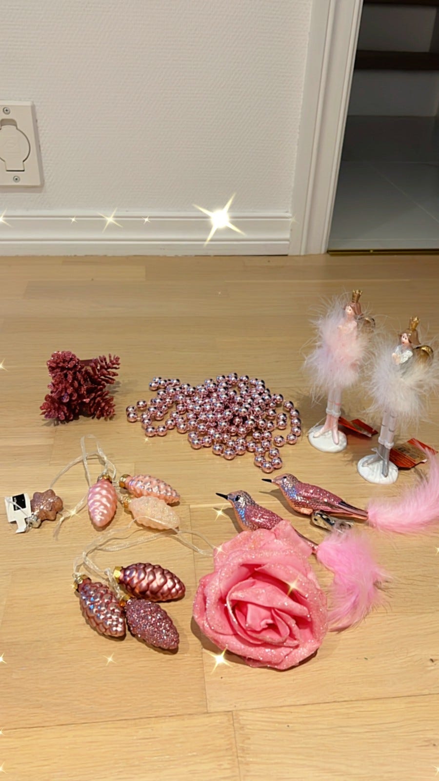 Jul pynt , pynt til bord i rosa farge ! | FINN-torget