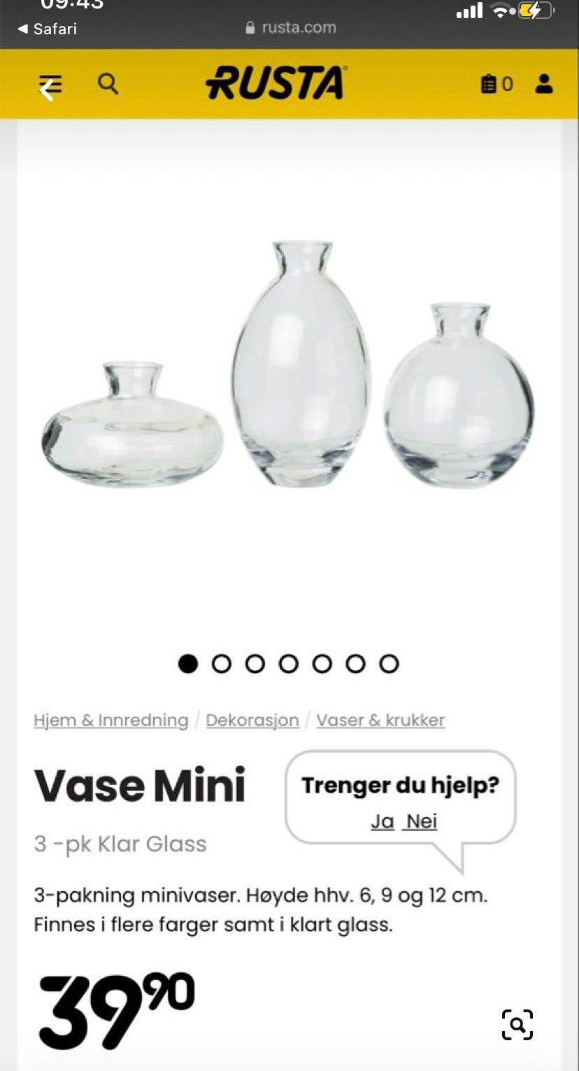 Minivaser fra Rusta 3pk | FINN-torget