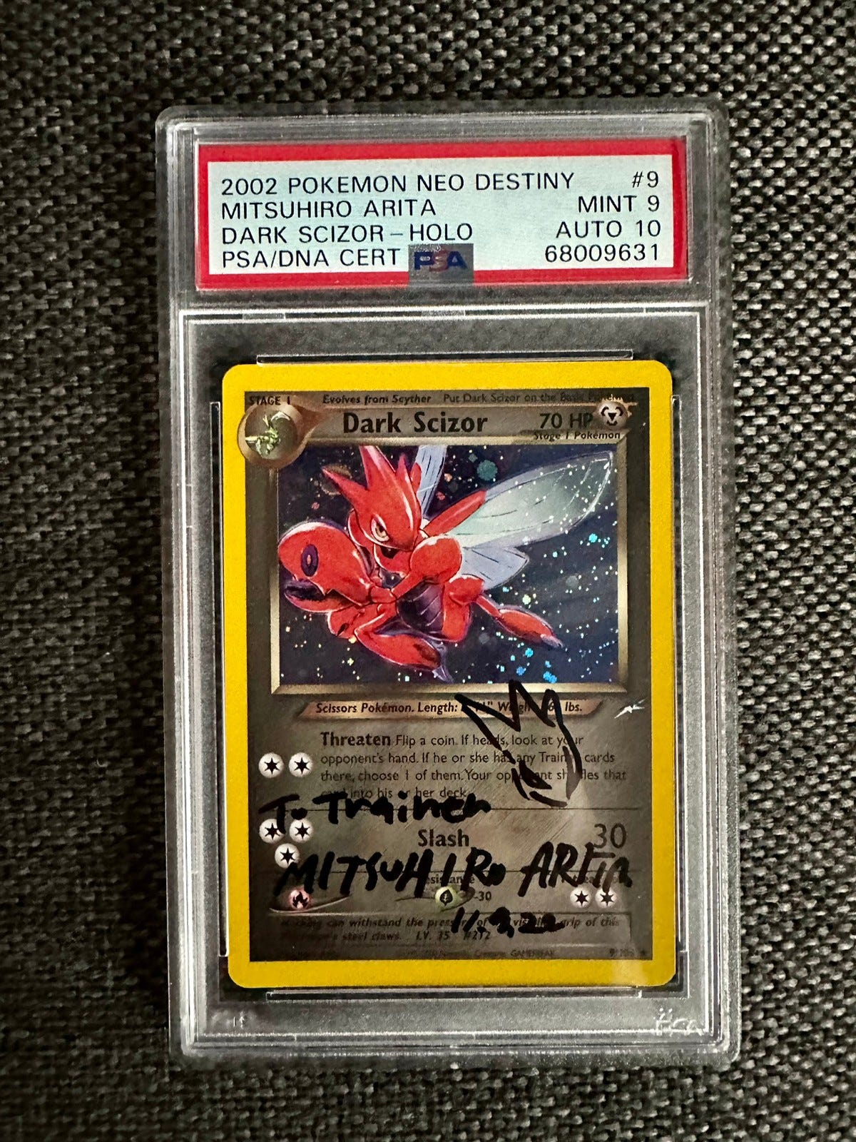 Pokemon Mitsuhiro Arita Signed, Dark Scizor PSA Mint 9 og Auto 10 ...