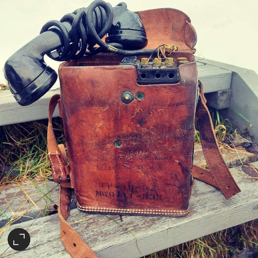 WWII Telephone EE-8-A Leather Case Strap Signal Corps US Army Phone ...