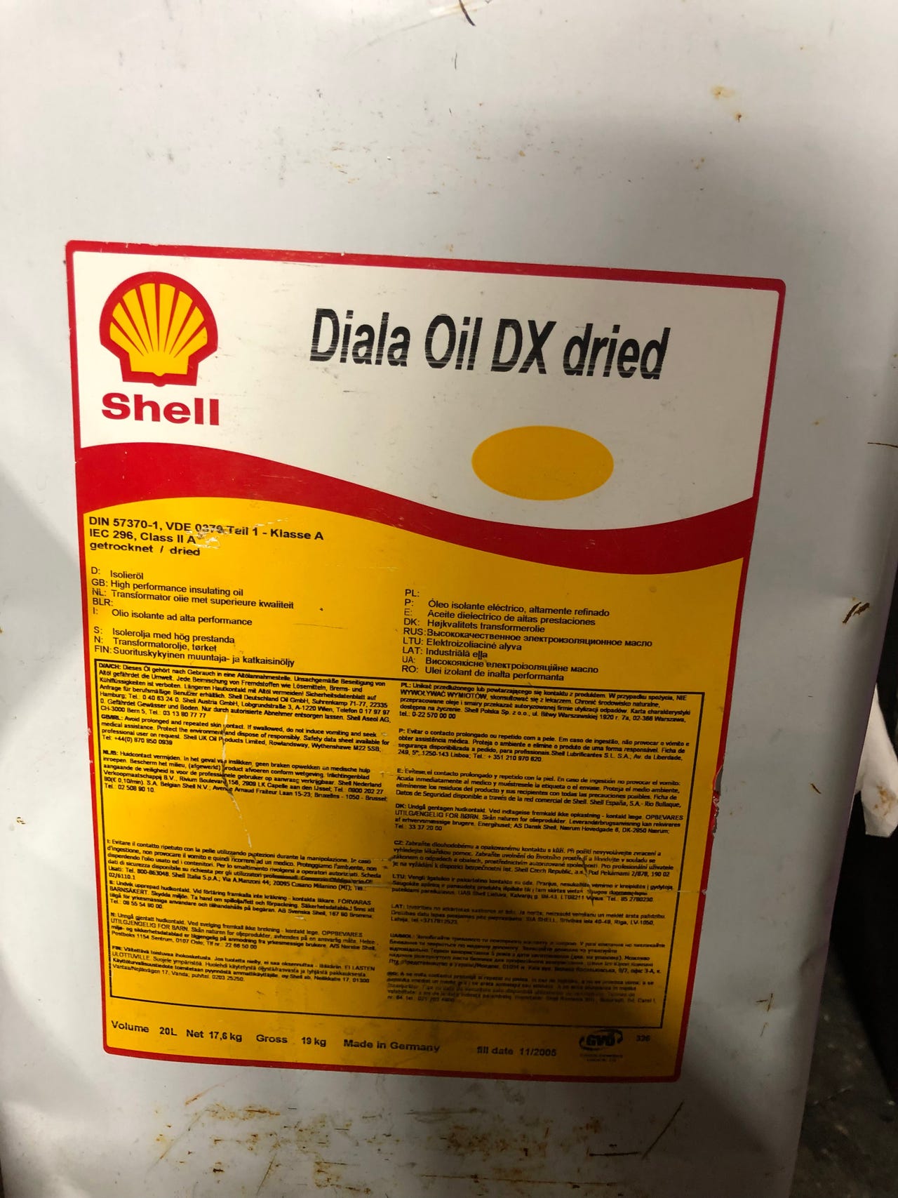 55 liter Shell Diala Oil DX Dried | FINN-torget