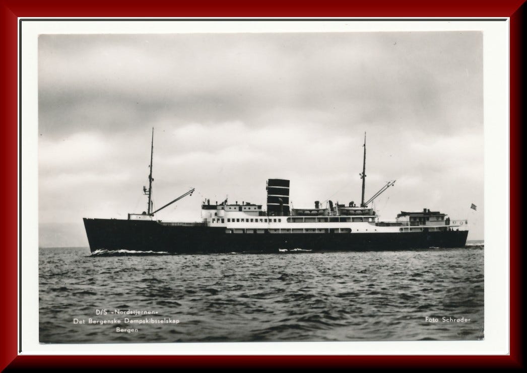 ** D/S NORDSTJERNEN * DET BERGENSKE DAMPSKIPSSELSKAP. BEREGN ** REF ...