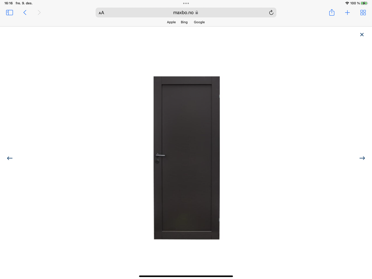 Sort innerdør 80x200cm, dempet sort med karmsett. Farge NCS S8500-N ...