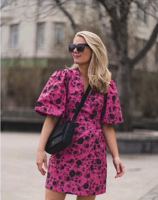 NY Ganni kjole rosa L-XL (42) - Cotton Poplin Wrap Shocking Pink ...