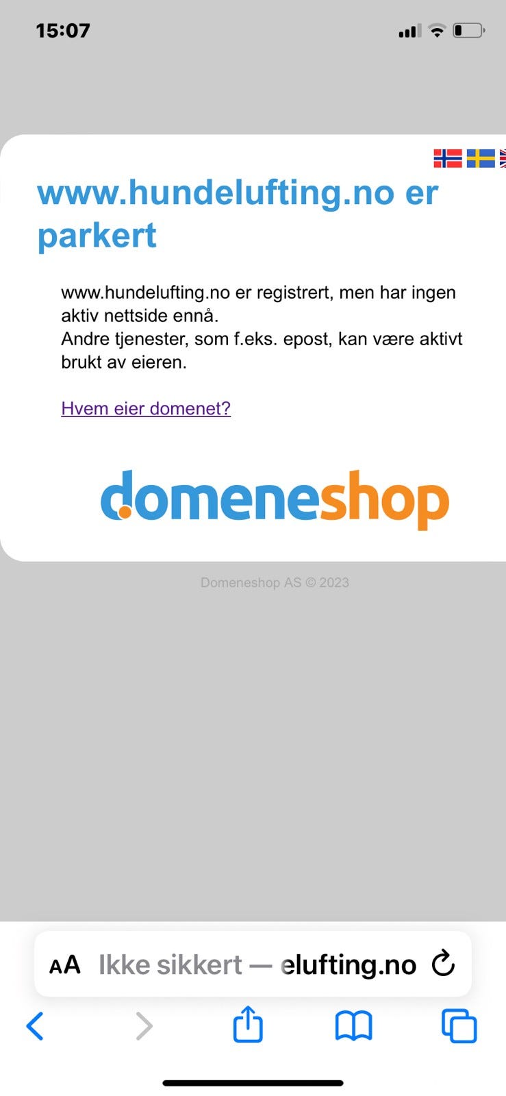 Domene www.hundelufting.no til salgs | FINN torget