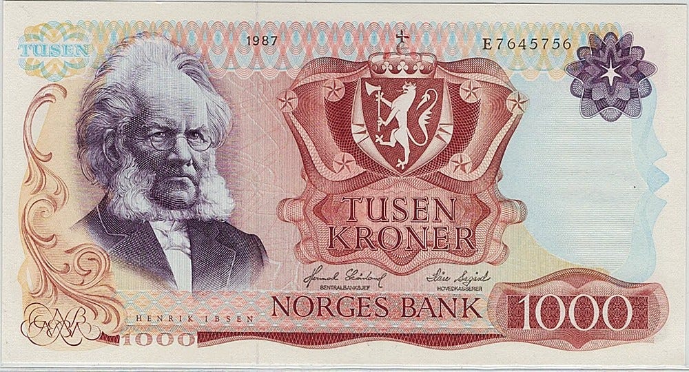 (solgt) Usirkulert, kv. 0: 1000 kroner 1987 | FINN-torget