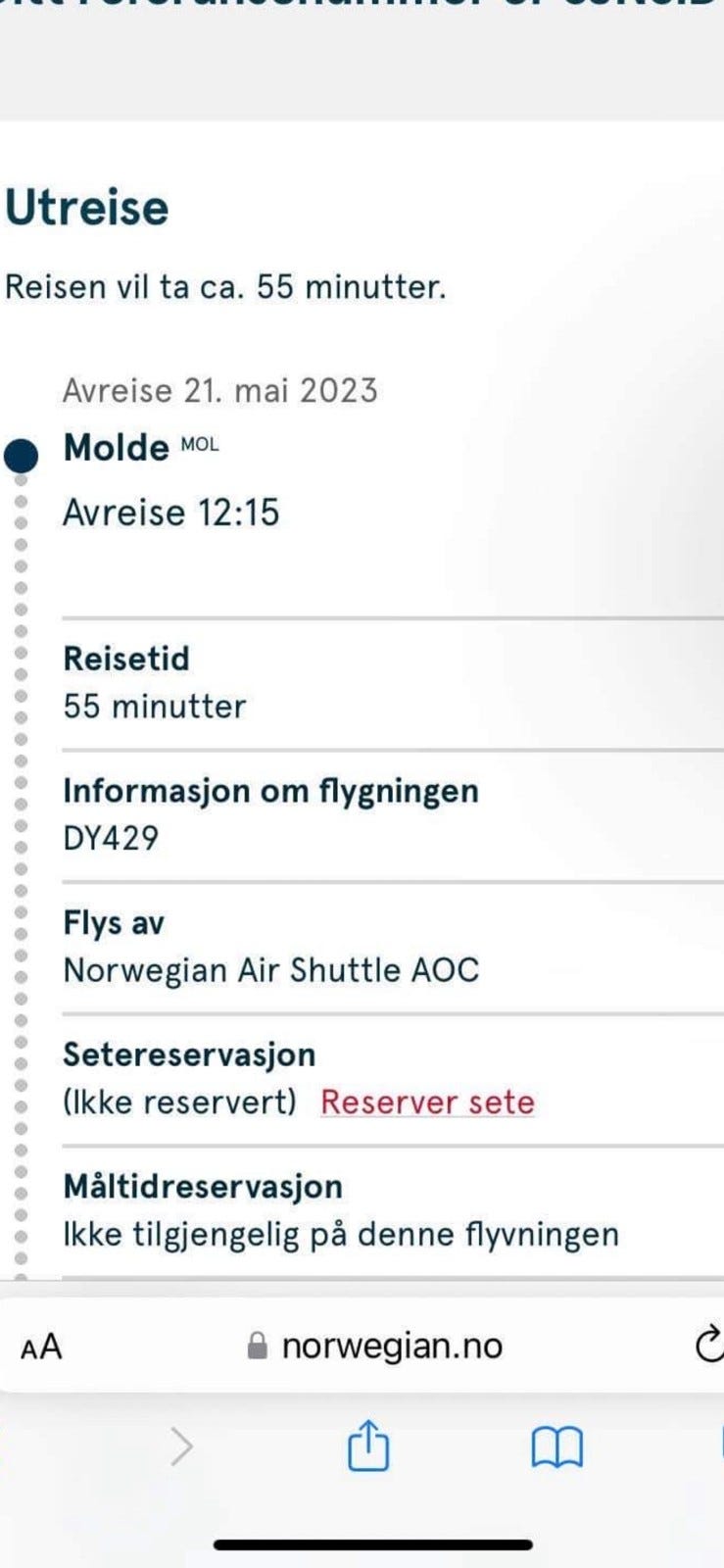 flybillett Molde - Oslo søndag 21. mai | FINN-torget