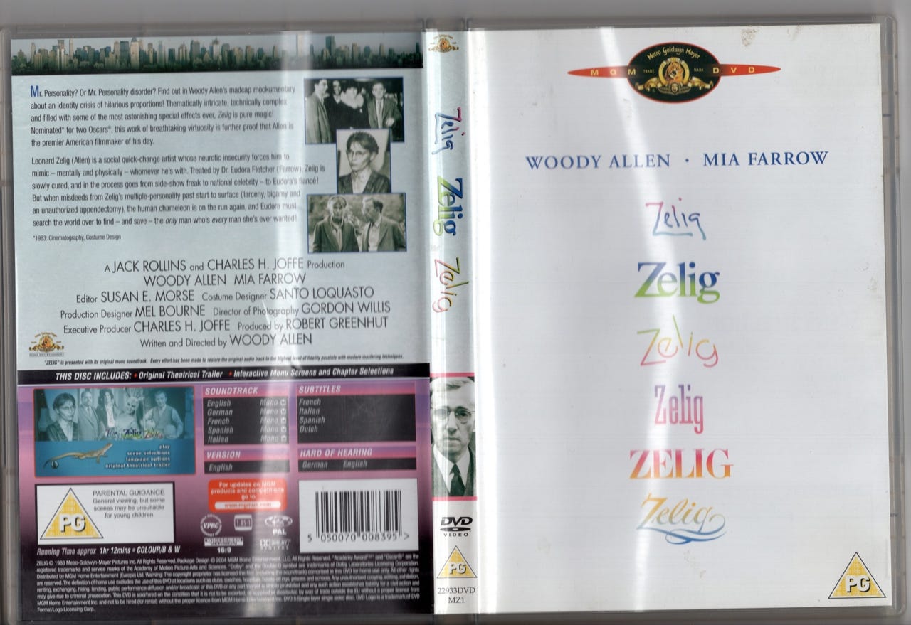 Woody Allen " Zelig " DVD | FINN-torget
