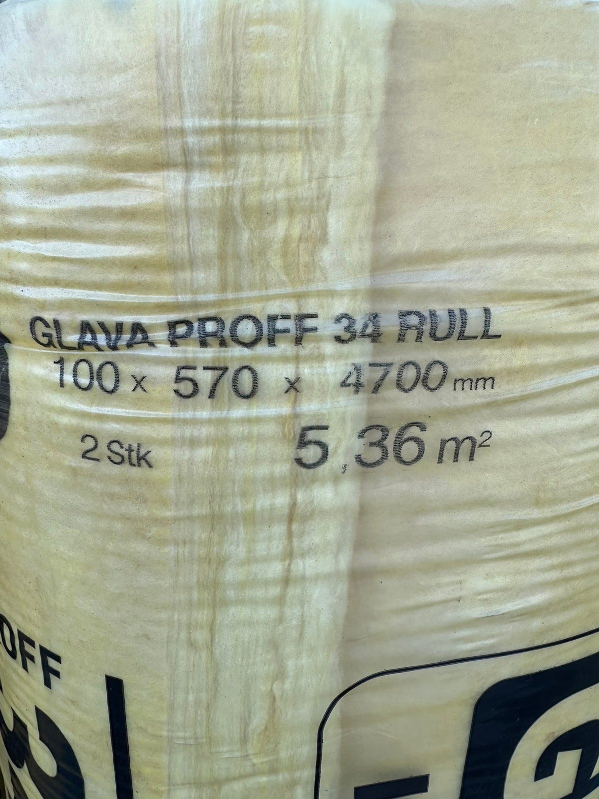 5 ruller Isolasjon Glava Proff 34 100mm | FINN-torget