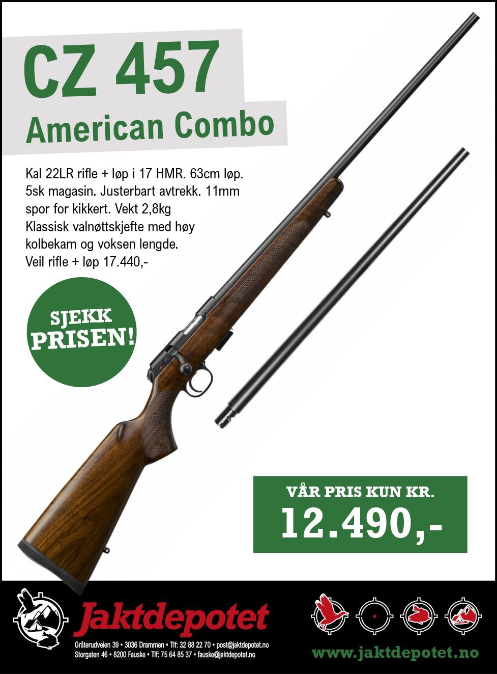 CZ 457 American 22 lr/17HMR Combo. | FINN-torget