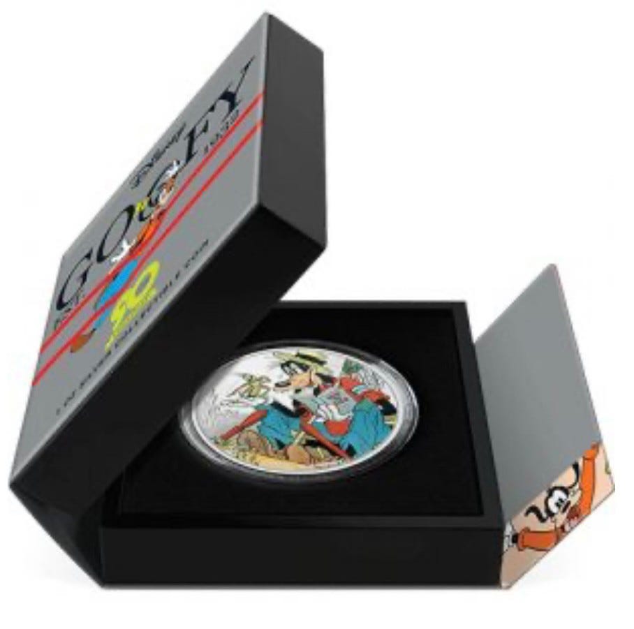 2022 1 oz Proof Colorized Silver Niue Disney Goofy 90th Anniversary ...