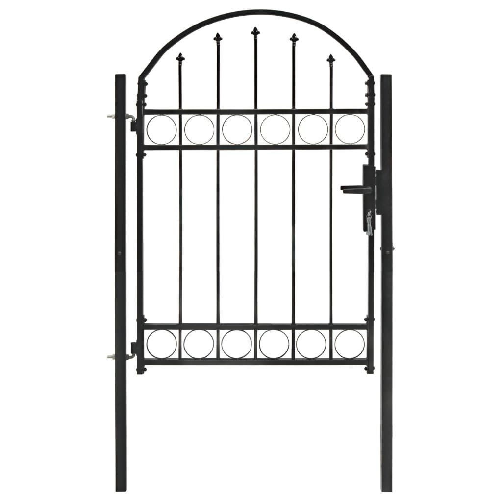 vidaXL Hageport med buet topp stål 100x125 cm svart | FINN-torget