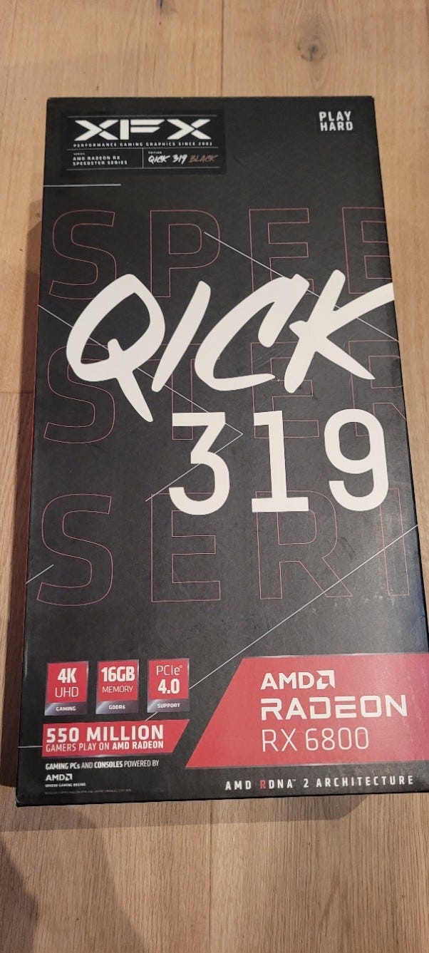 RX 6800 XFX Speedster QICK 319 16GB - original embalasje | FINN-torget