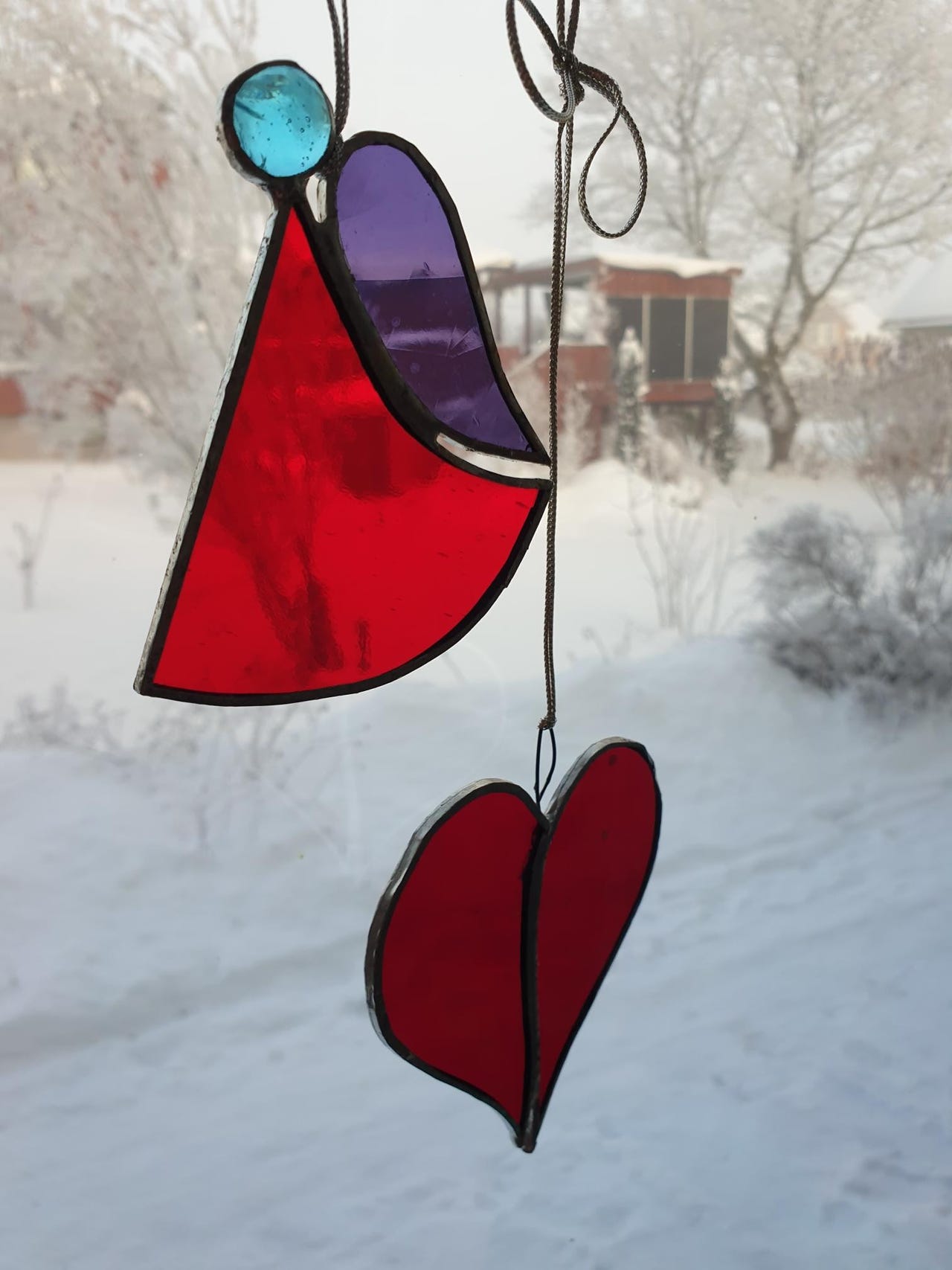 Vindu julepynt 1 lanterne, 2 engler, 1 hjerte | FINN-torget