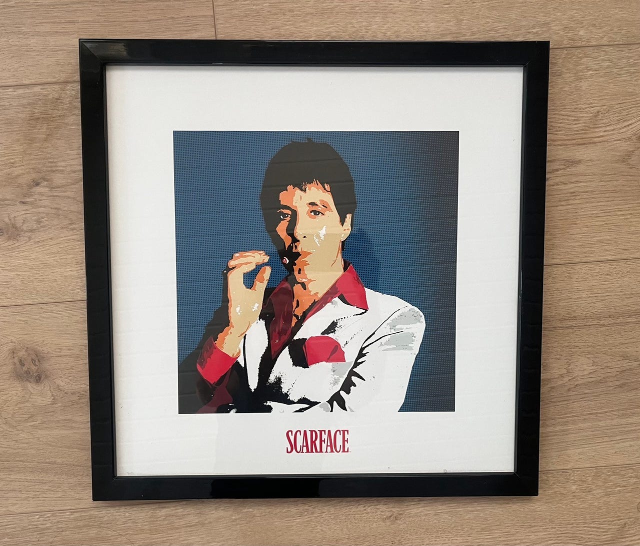 Scarface bilde med glass og ramme mål 43 x43 cm | FINN-torget