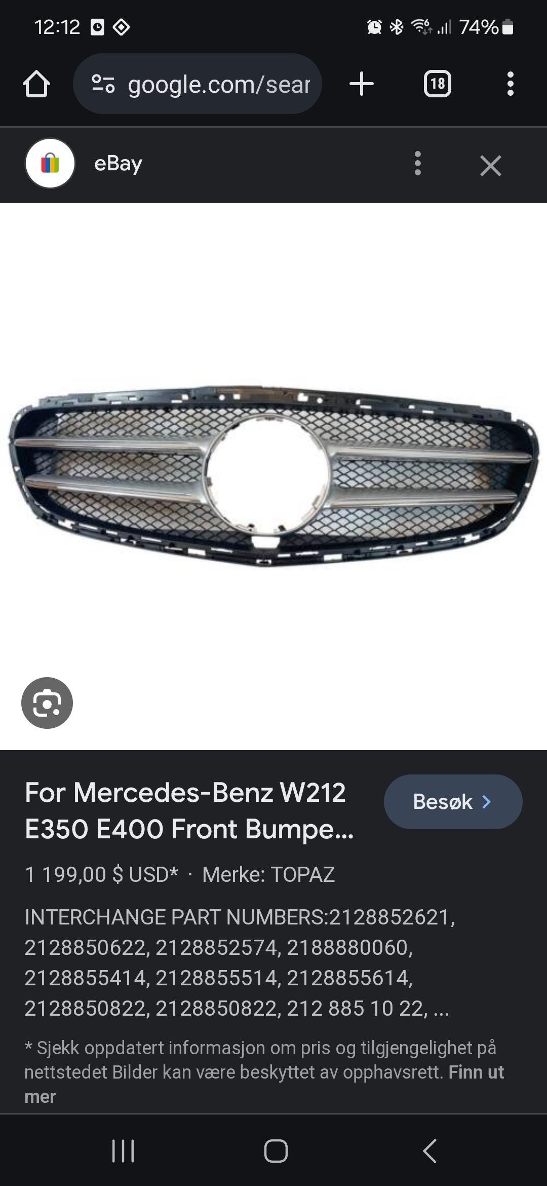 Grill mercedes w212 | FINN torget