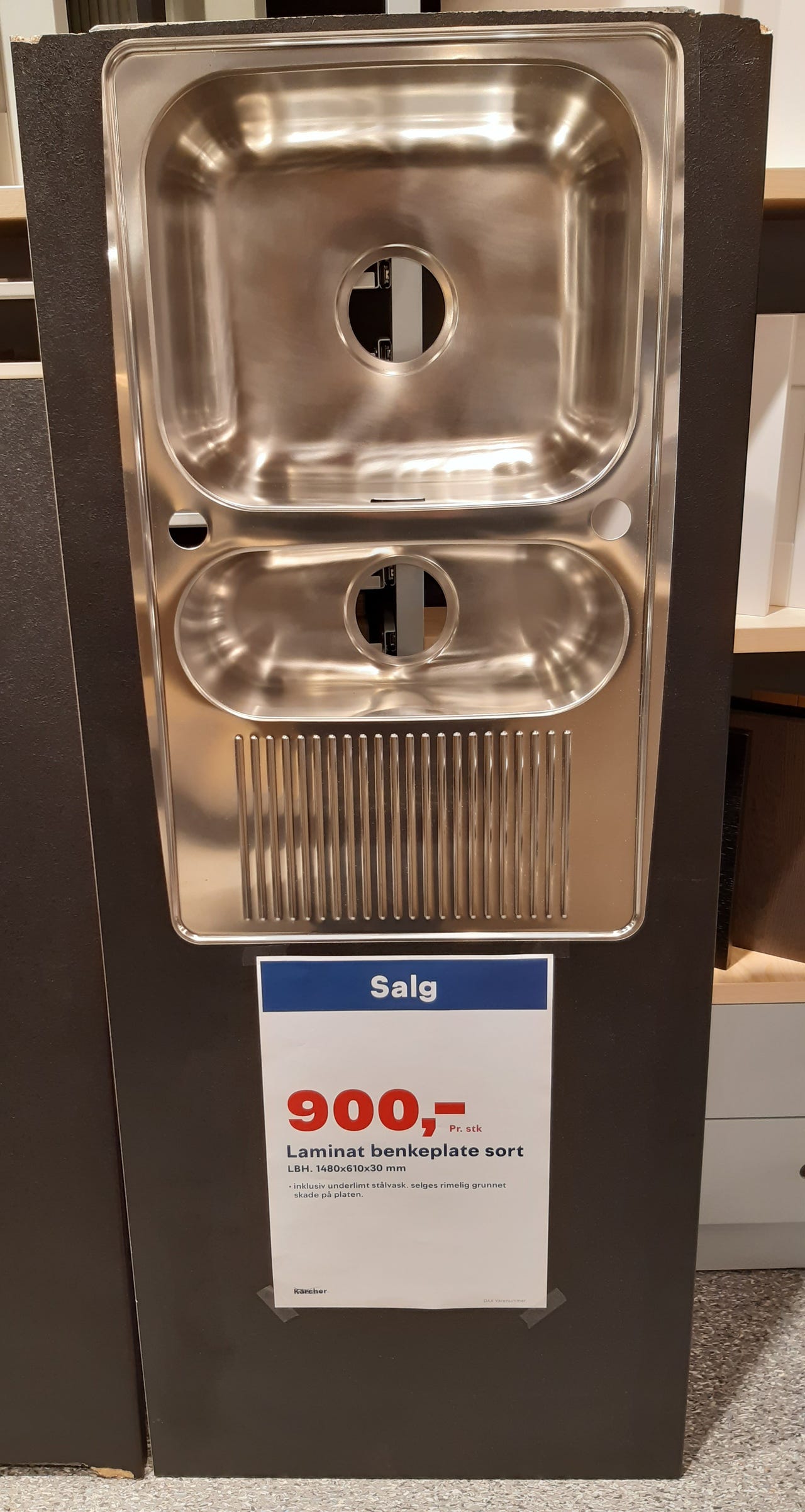 Benkeplate med underlimt vask | FINN-torget