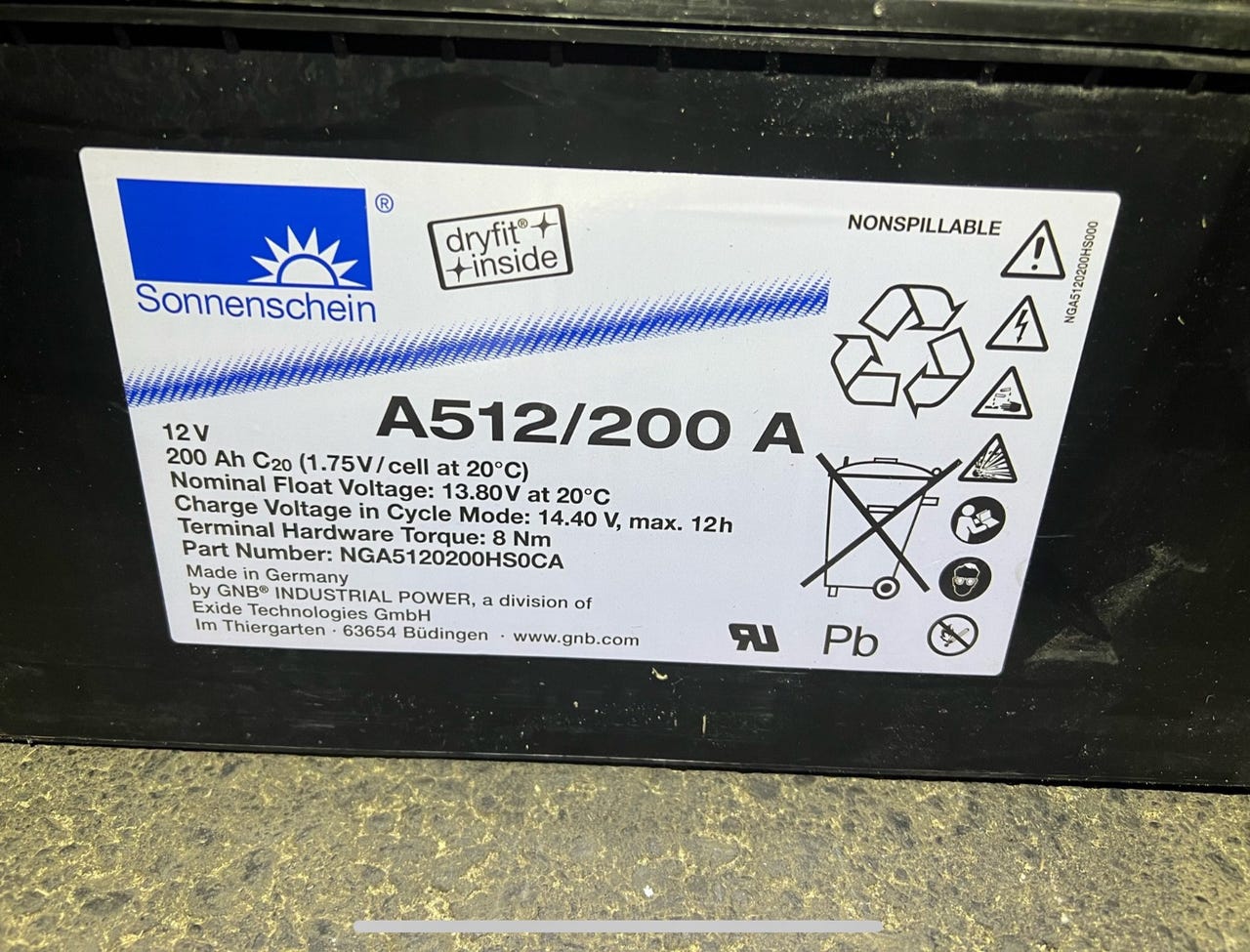 EXIDE SONNENSCHEIN Dryfit A512/200A 12V 200Ah Gel supply battery | FINN-torget
