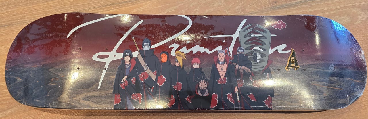 PRIMITIVE X NARUTO "AKATSUKI CLAN" SKATEBOARD DECK RARE ITACHI ANIME ...