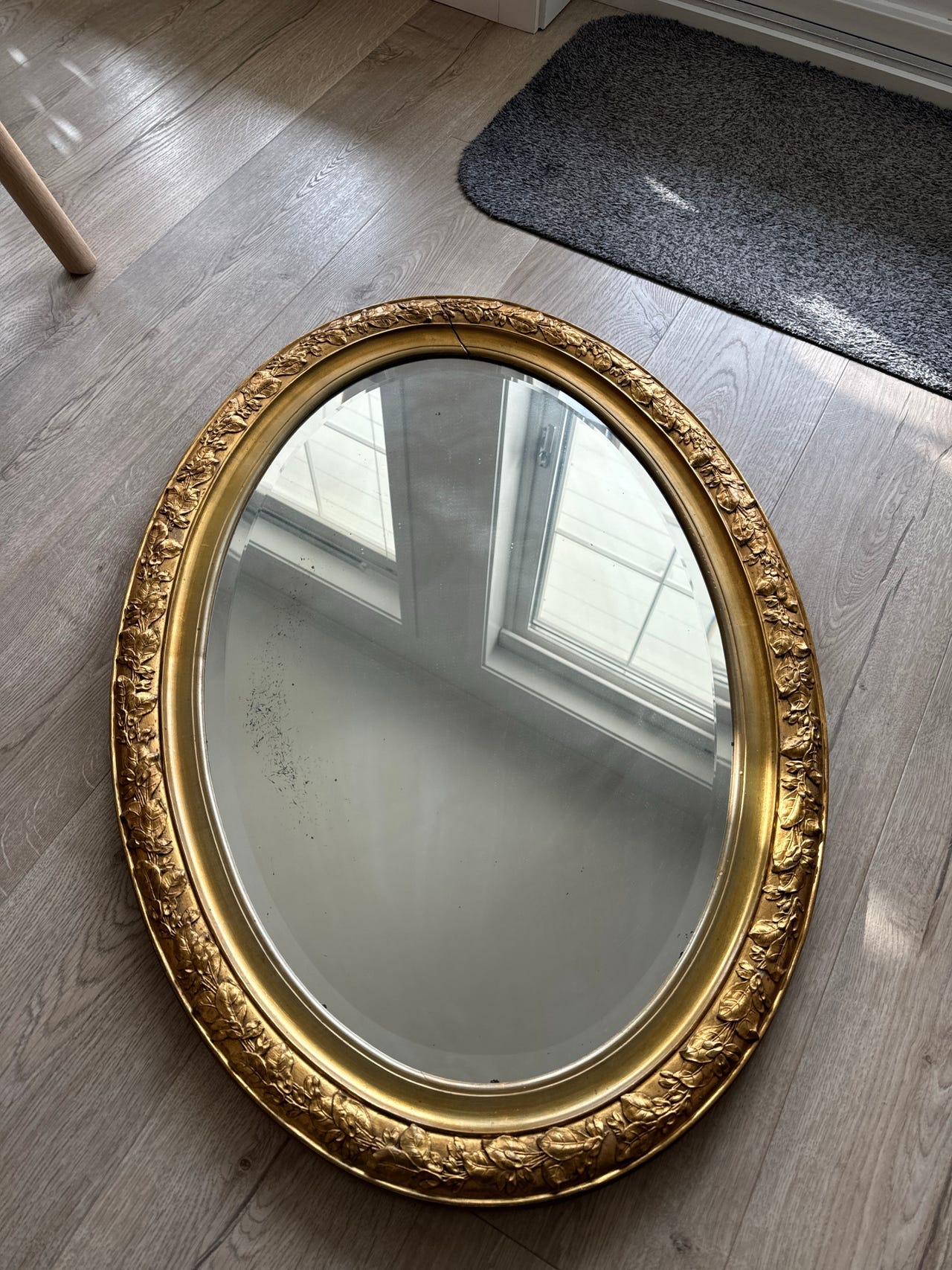 Antikt gullforgylt fasettslipt speil | FINN-torget