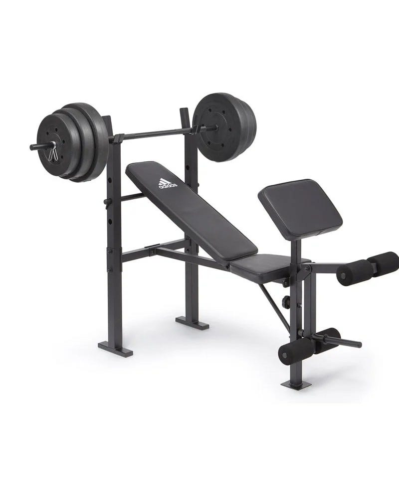 Adidas benkpress med vekter opp til 45kg selges billig | FINN torget