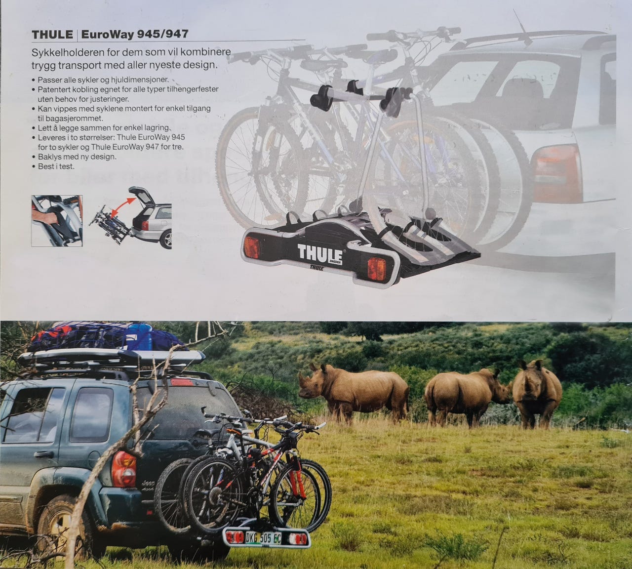 Thule Euroway 945 Sykkelholder for hengerfestemontering | FINN-torget