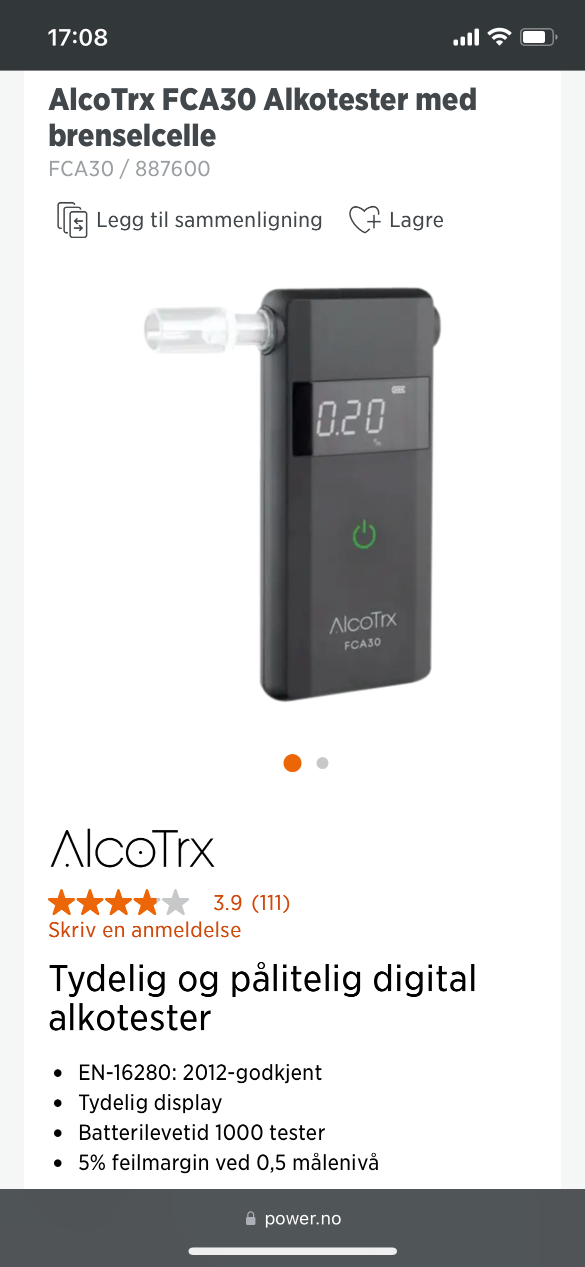 Promille måler -alkotester AlcoTrx | FINN torget