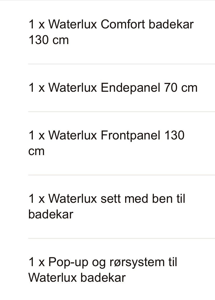 Ubrukt Waterlux comfort badekar 130cm | FINN torget