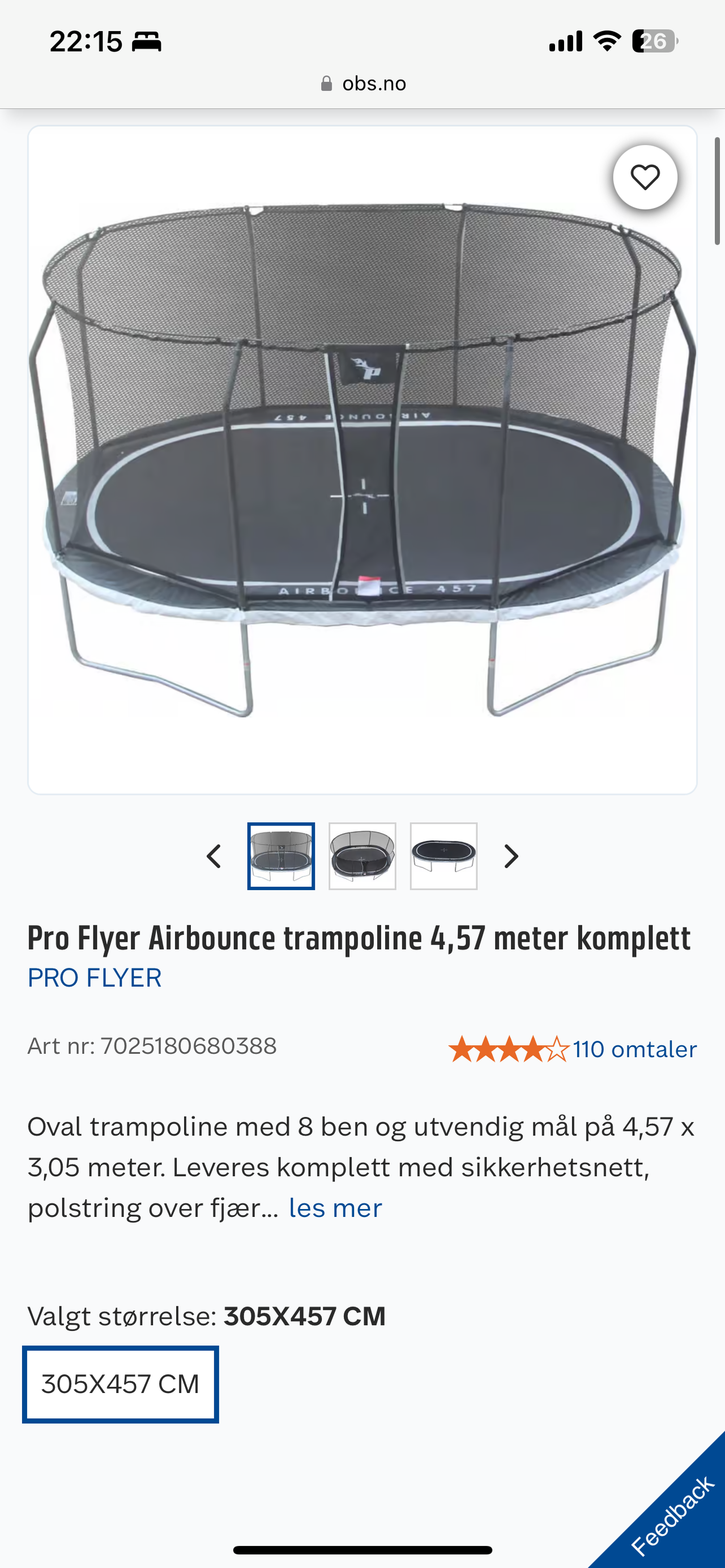 Stor oval trampoline | FINN-torget