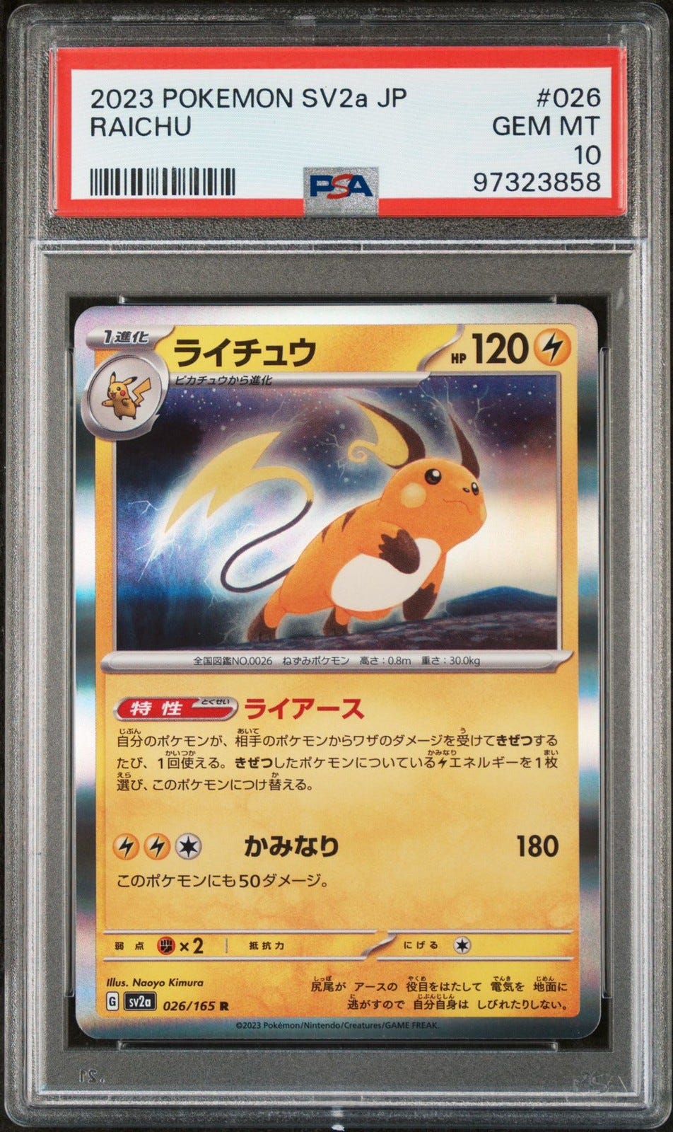 PSA 10 Raichu Holo Rare 026/165 Pokemon 151 Japansk | FINN-torget