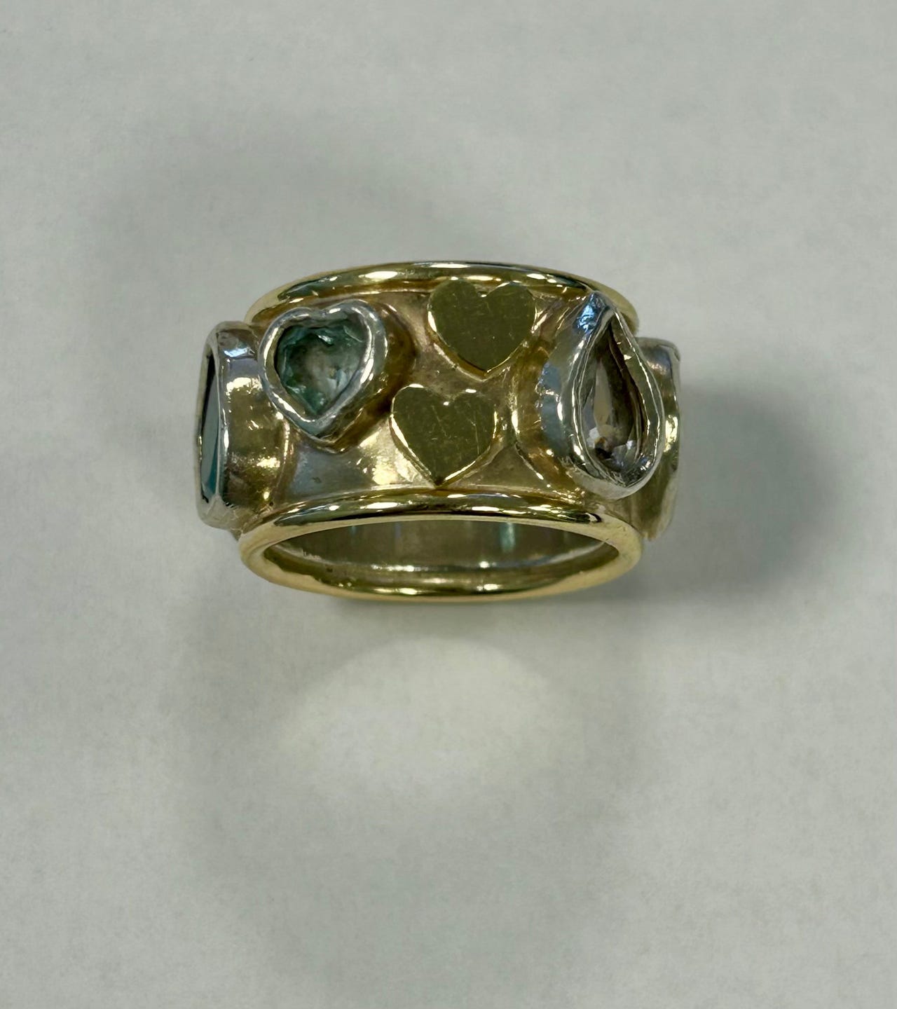 Rikke Harsheim ring i gull og sølv med stener str. 52 | FINN-torget