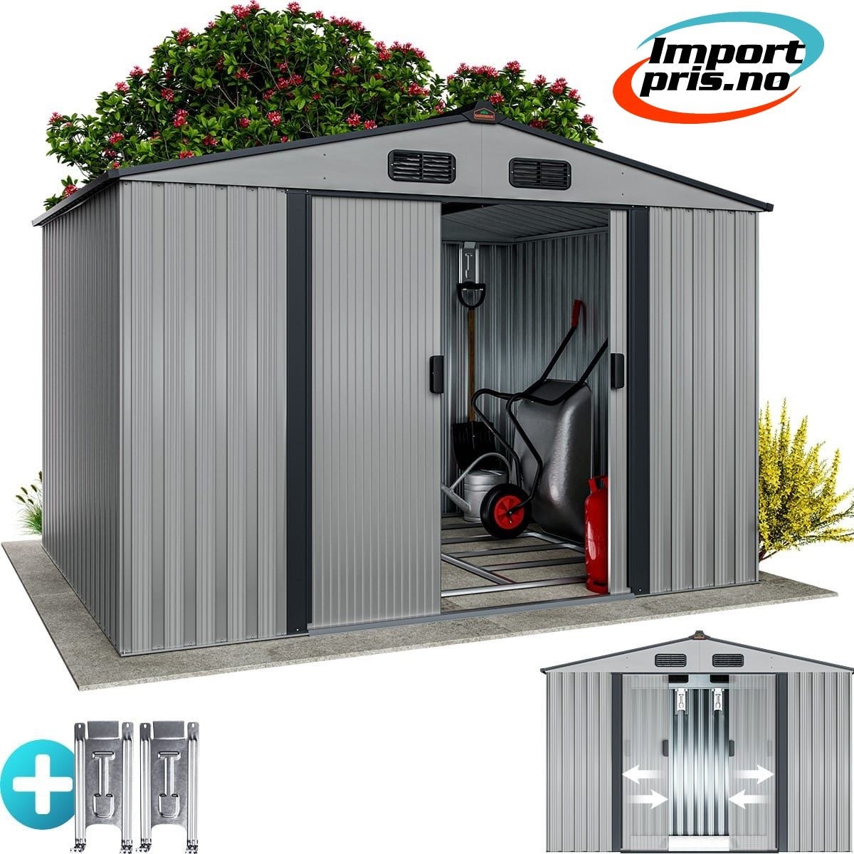 TILBUD! Hagebod metall 260x205x180cm - grå | FINN-torget