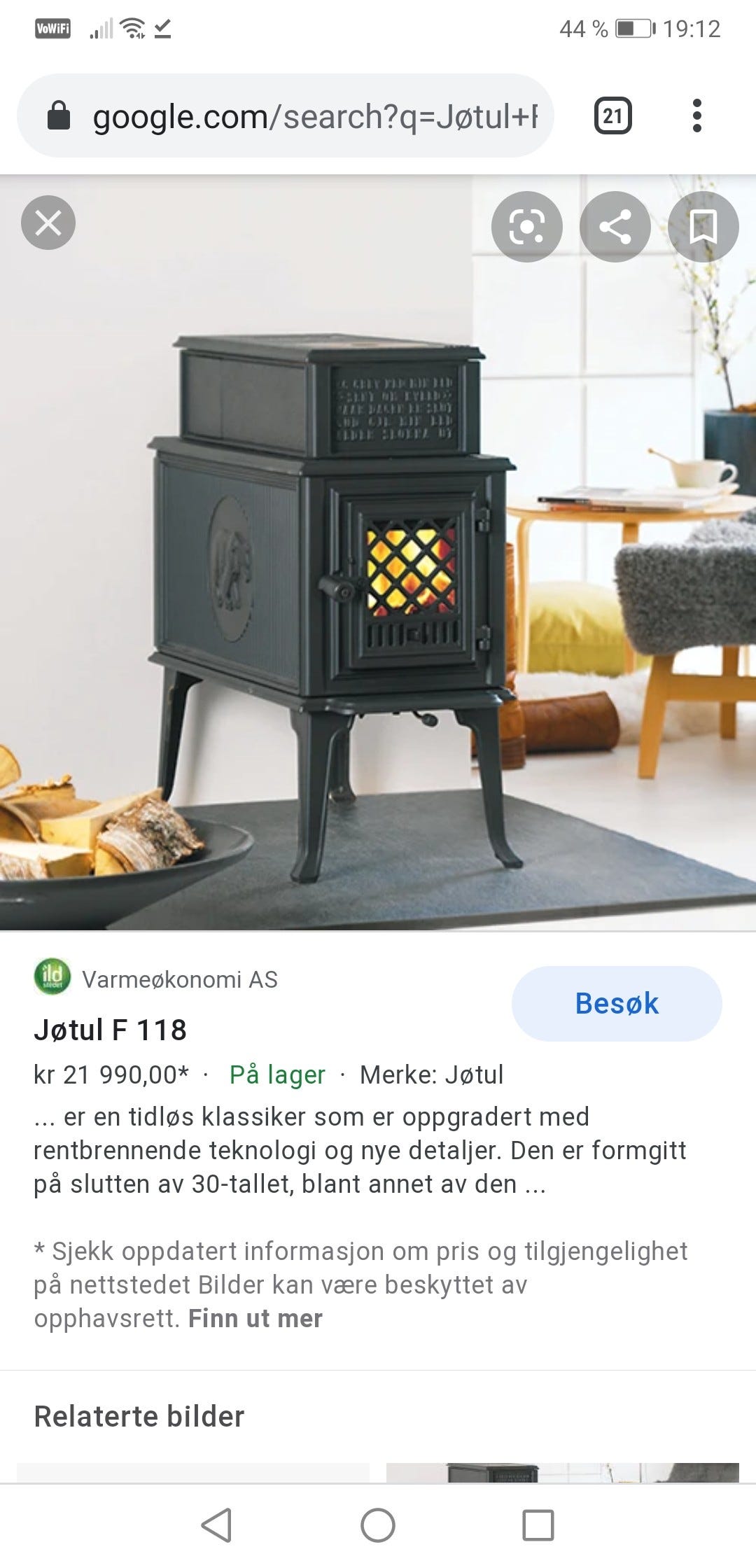 Rentbrennende vedovn Jøtul F118 til salgs | FINN torget