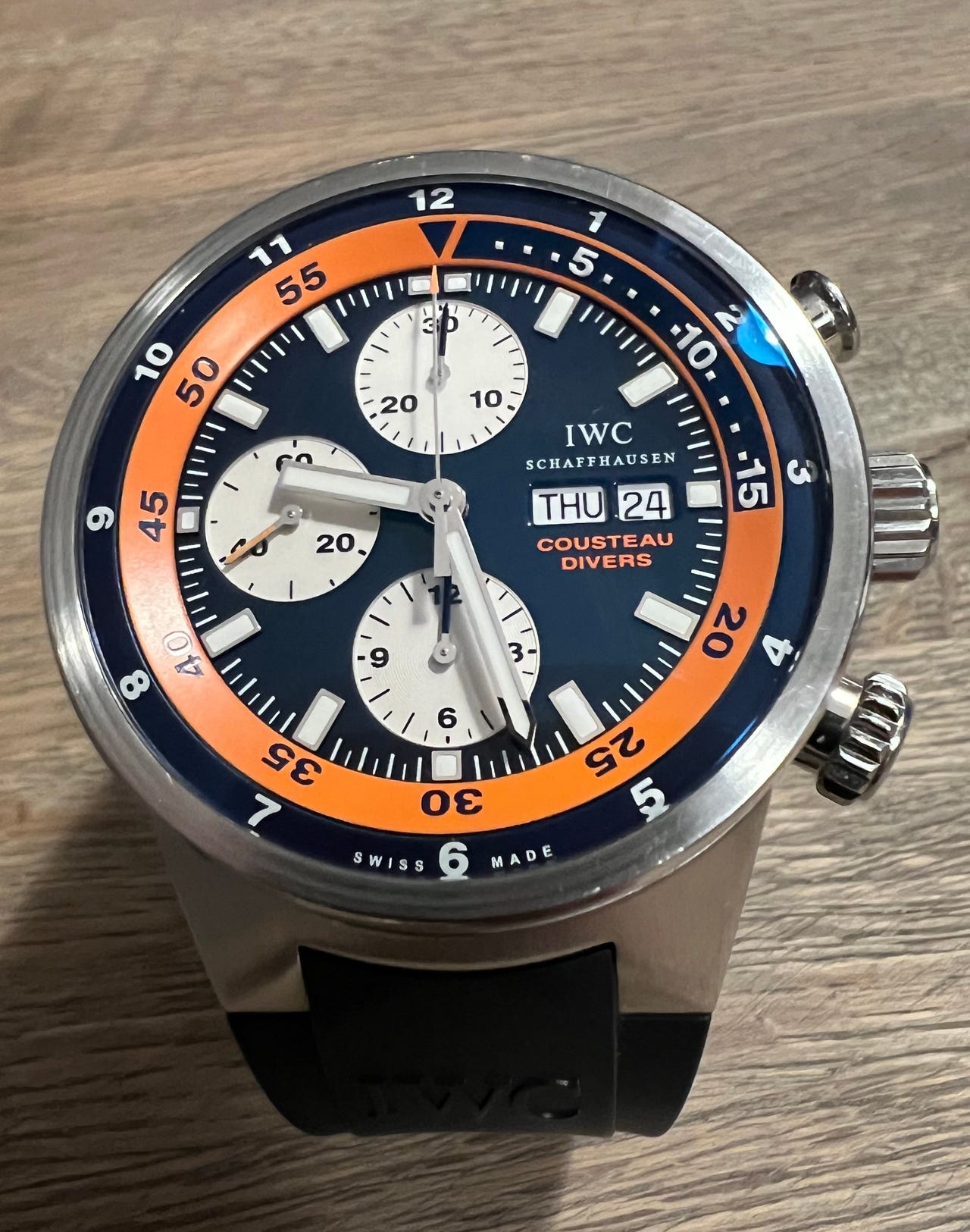 IWC Schaffhausen Cousteau Divers Chronograph herreklokke svart gummirem ...