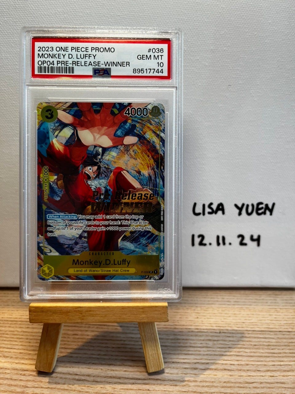 PSA 10 - One Piece Monkey D. Luffy OP04 Pre-Release Winner Promo ...