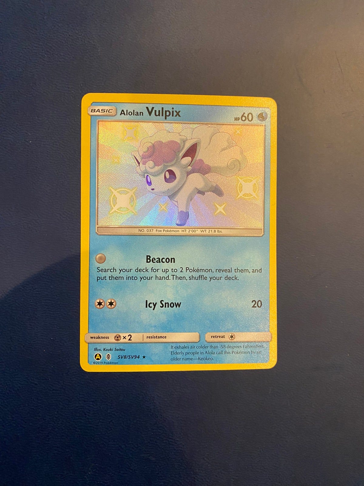 Pokémon TCG Alolan Vulpix Hidden Fates SV8/SV94 Holo Shiny Holo Rare ...