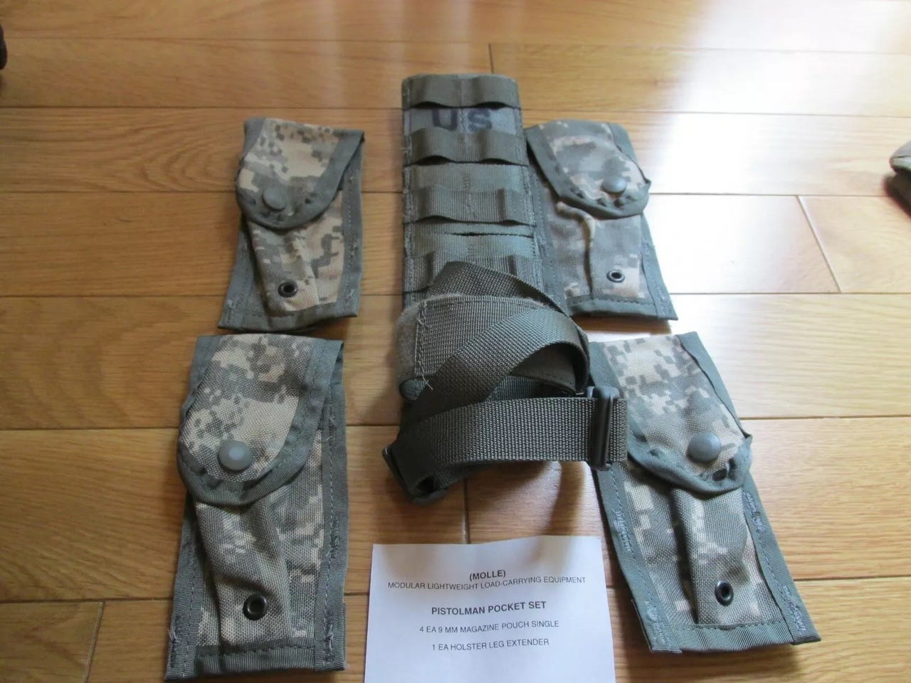 US Pistolman Set 4x 9mm Magazine Mag Pouches & Leg Extender MOLLE II ...