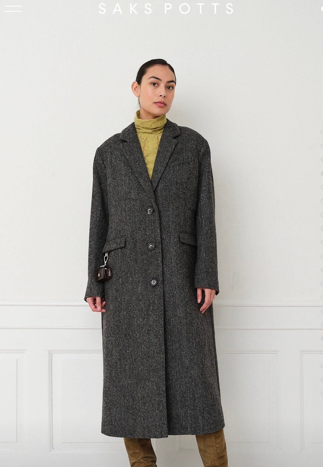 SAKS POTTS Tia Coat Herringbone Grey | FINN-torget