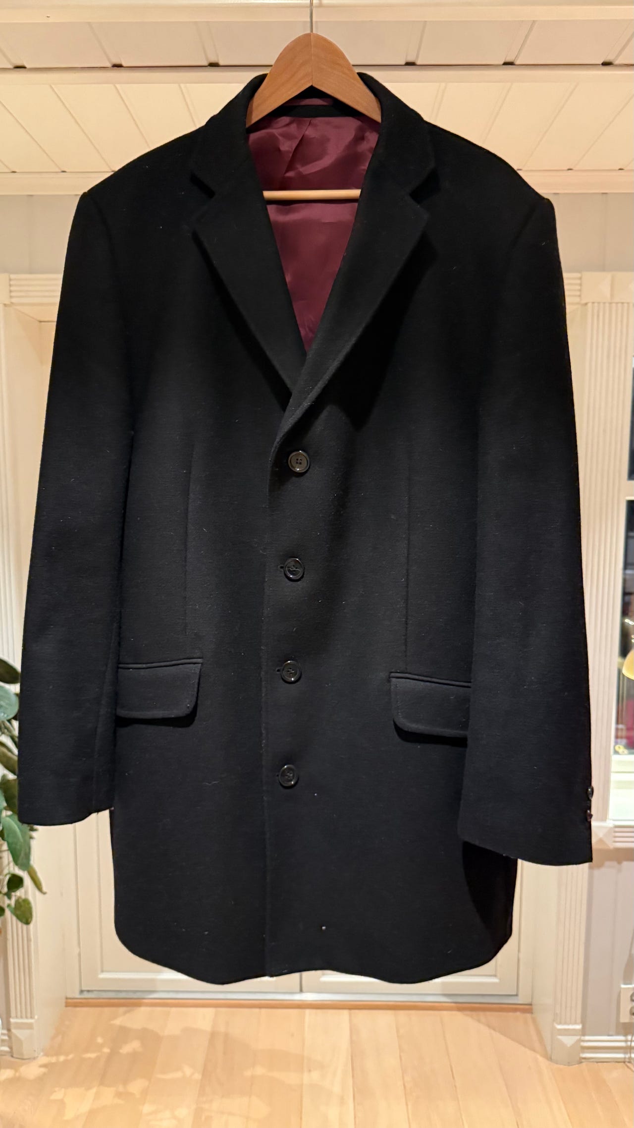 Frakk, herre, str: 58 Regular, sort, ullblanding, 15% kashmir | FINN-torget