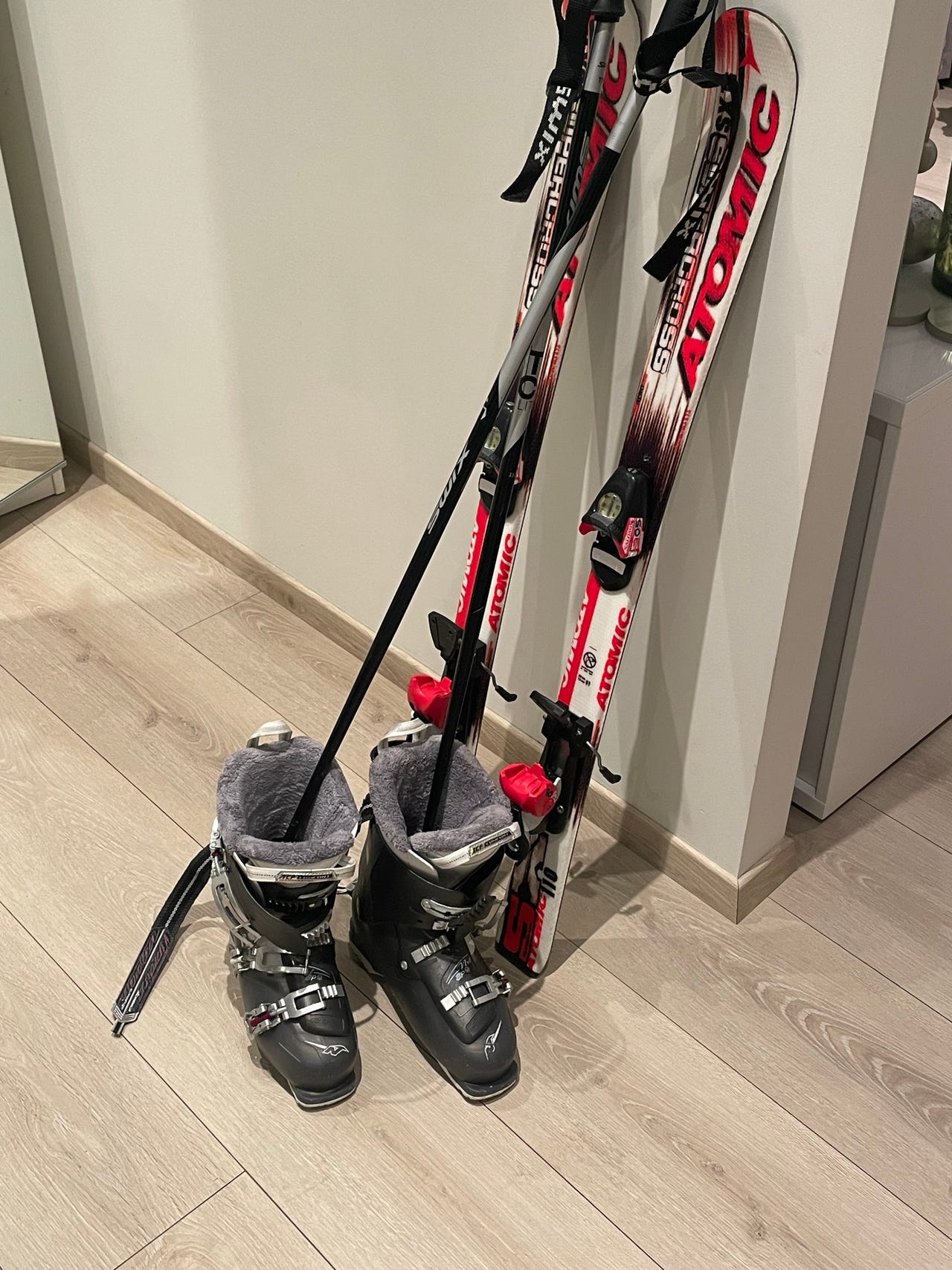 Alpint ski med sko og staver, størrelse 40, lengde 102,5. | FINN-torget