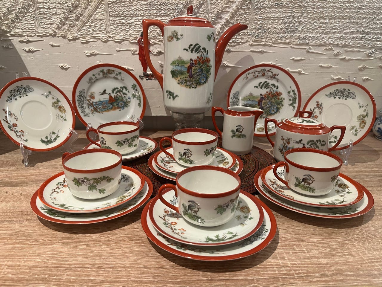 Kai Cha Teapot set with cups saucers fruits plates Signed | FINN-torget