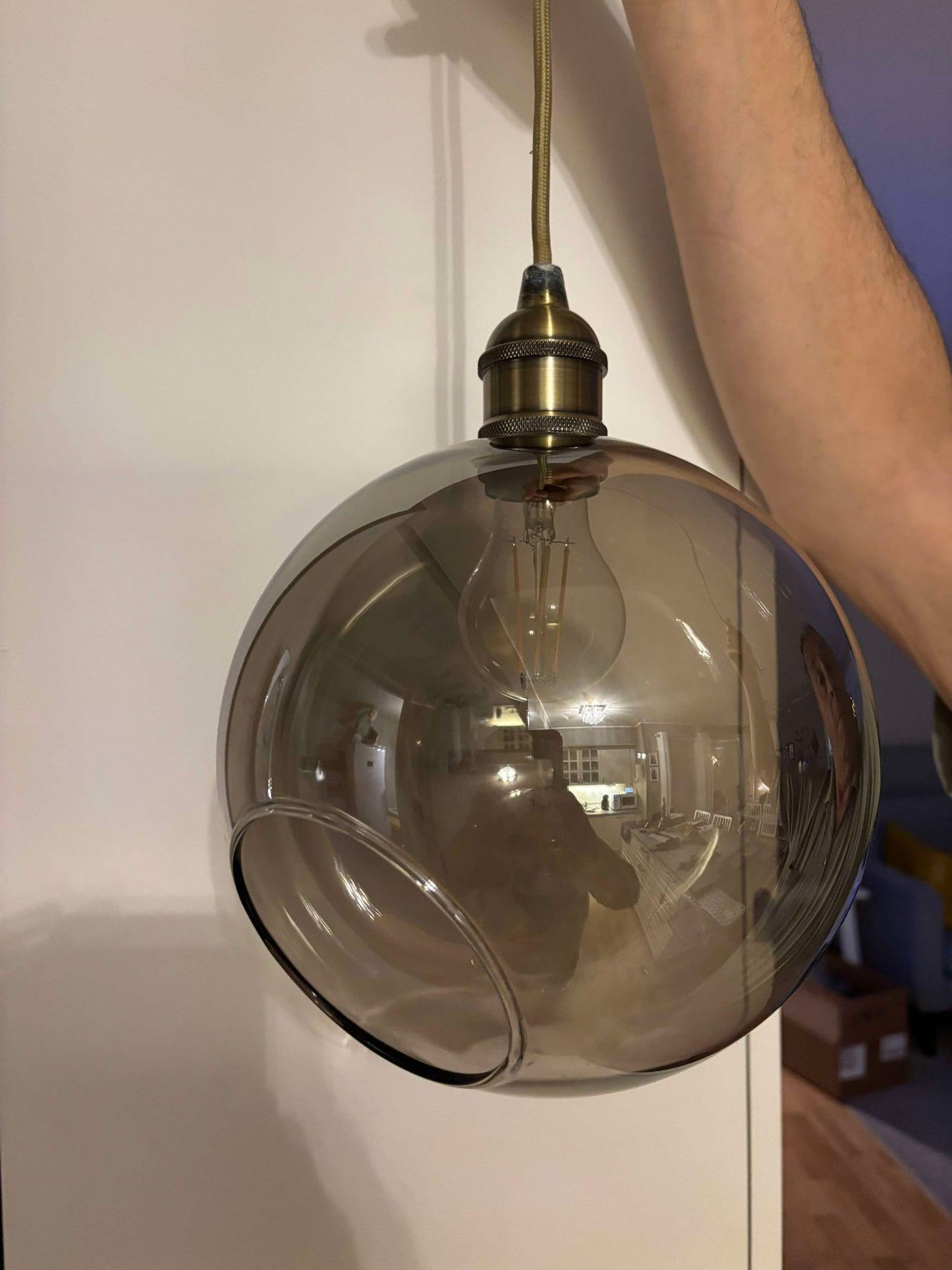 Taklampe i sotet glass | FINN-torget