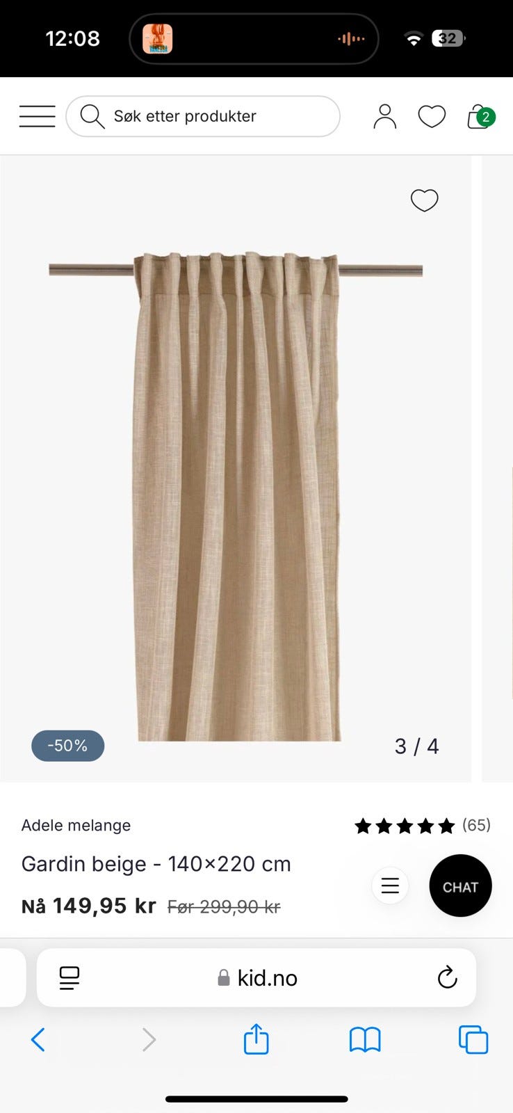 Adele melange. Beige gardiner | FINN-torget